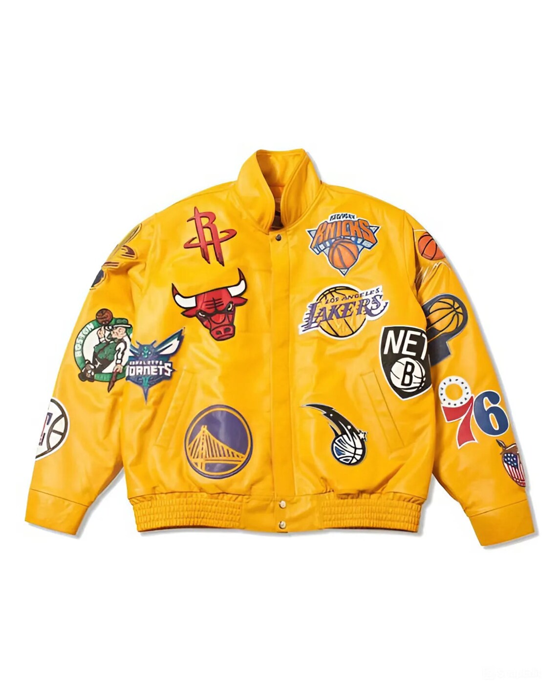 Yellow Nba Teams Collage Leather Jacket Customized - Etsy