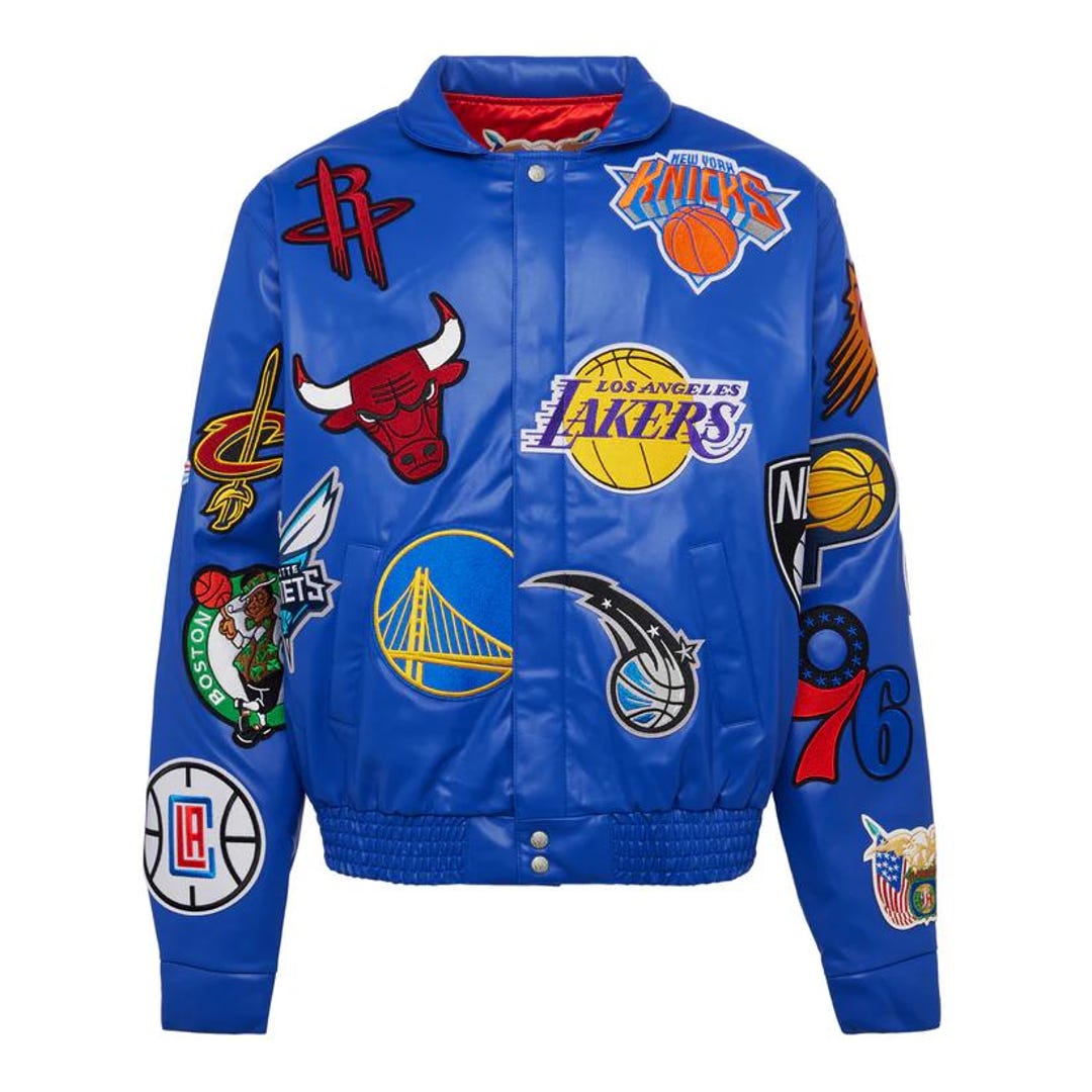 Blue Nba Teams Collage Leather Jacket Customized - Etsy