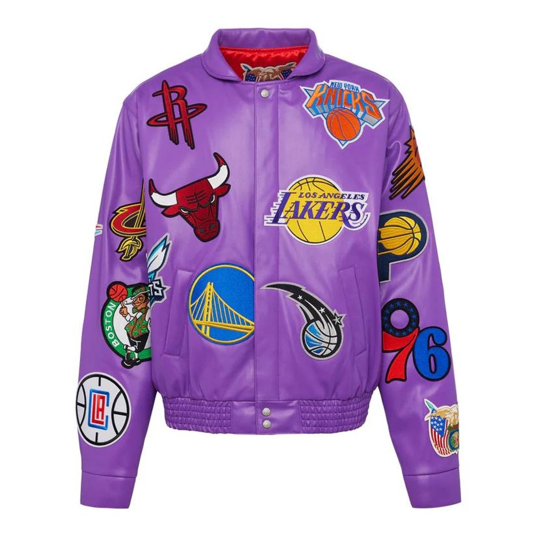 Purple Nba Teams Collage Leather Jacket Customized - Etsy