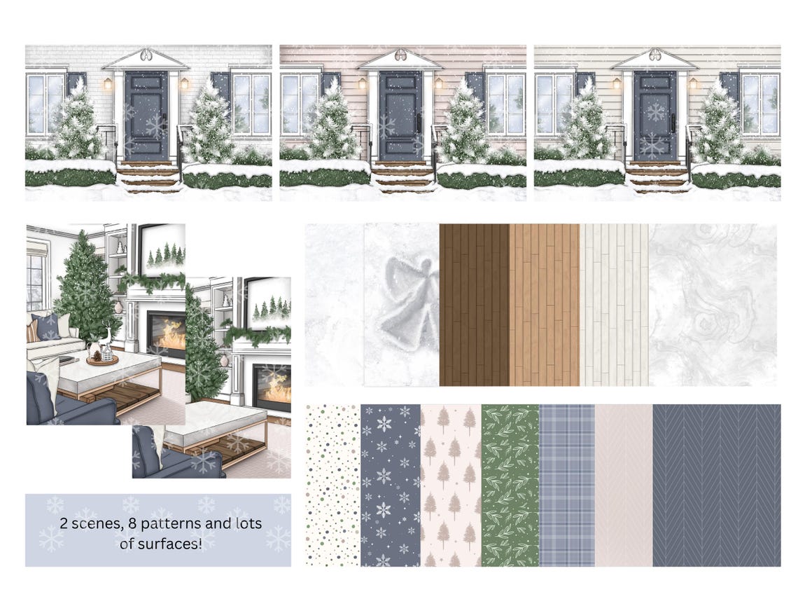 First Snow Clipart Bundle, Winter Clipart Set, Cozy Girl Art, Hand ...