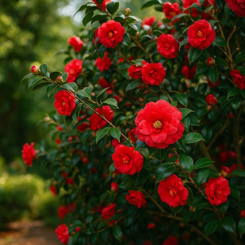 April Tryst Red Camellia Japonica: (1) Live Starter Plant (4L), Cold ...