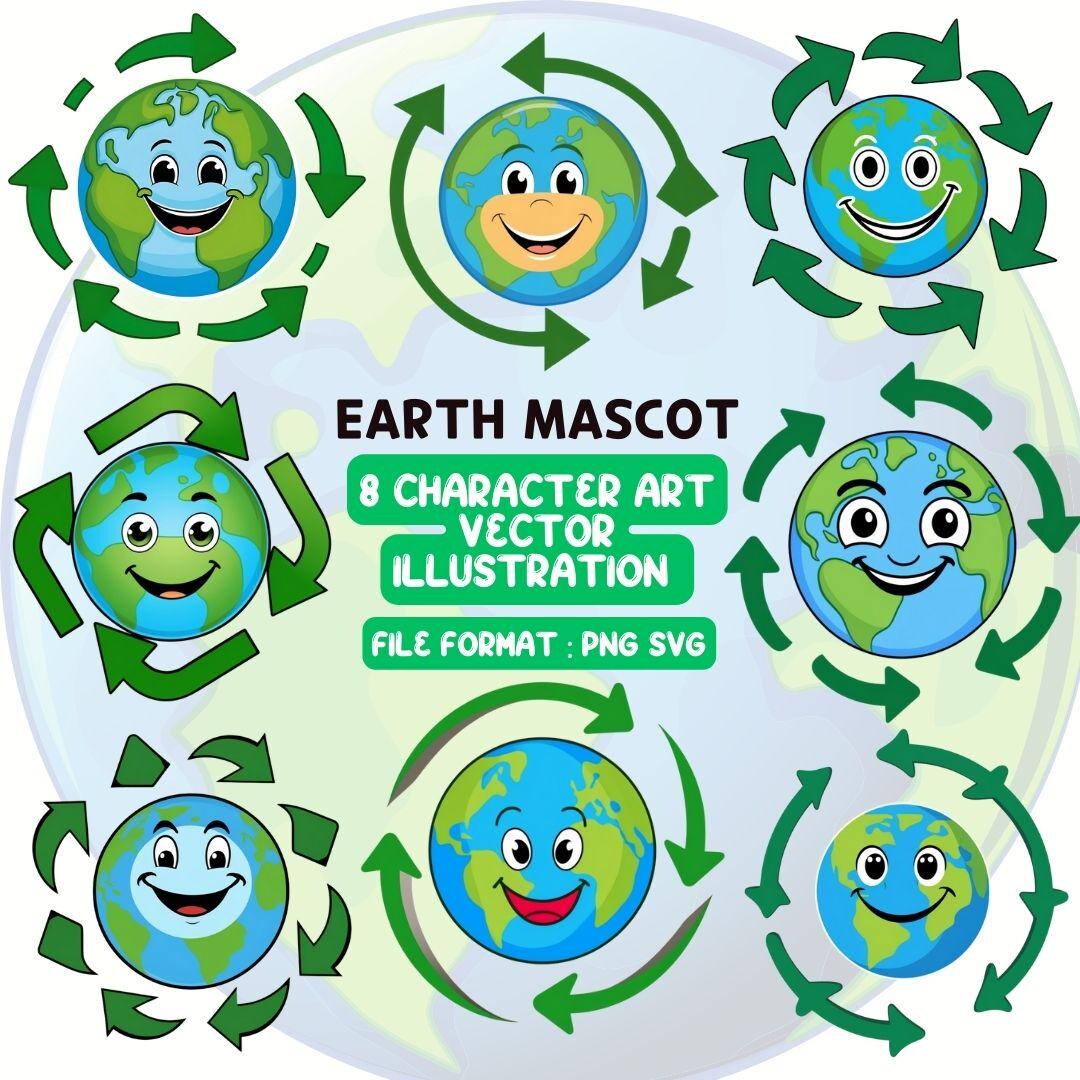 Earth Mascot Vector Art - 8 Fun Eco-friendly Planet Illustrations ...
