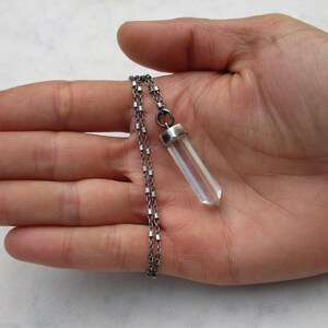 Quartz Point Necklace, Natural Rock Crystal Pendant, Modern Gemstone ...