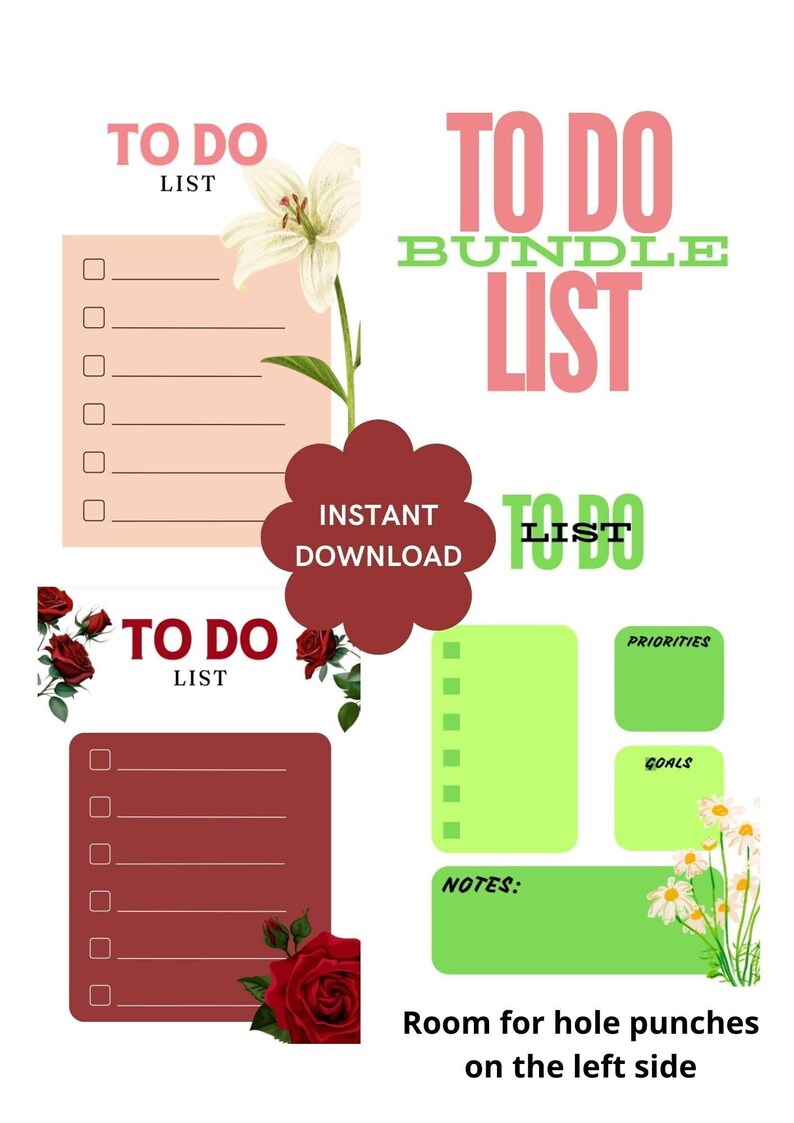 Daily & Weekly Printable To-do Lists Bundle| Colorful PDF Planner/task ...