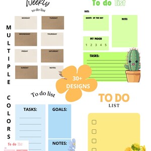 Daily & Weekly Printable To-do Lists Bundle| Colorful PDF Planner/task ...