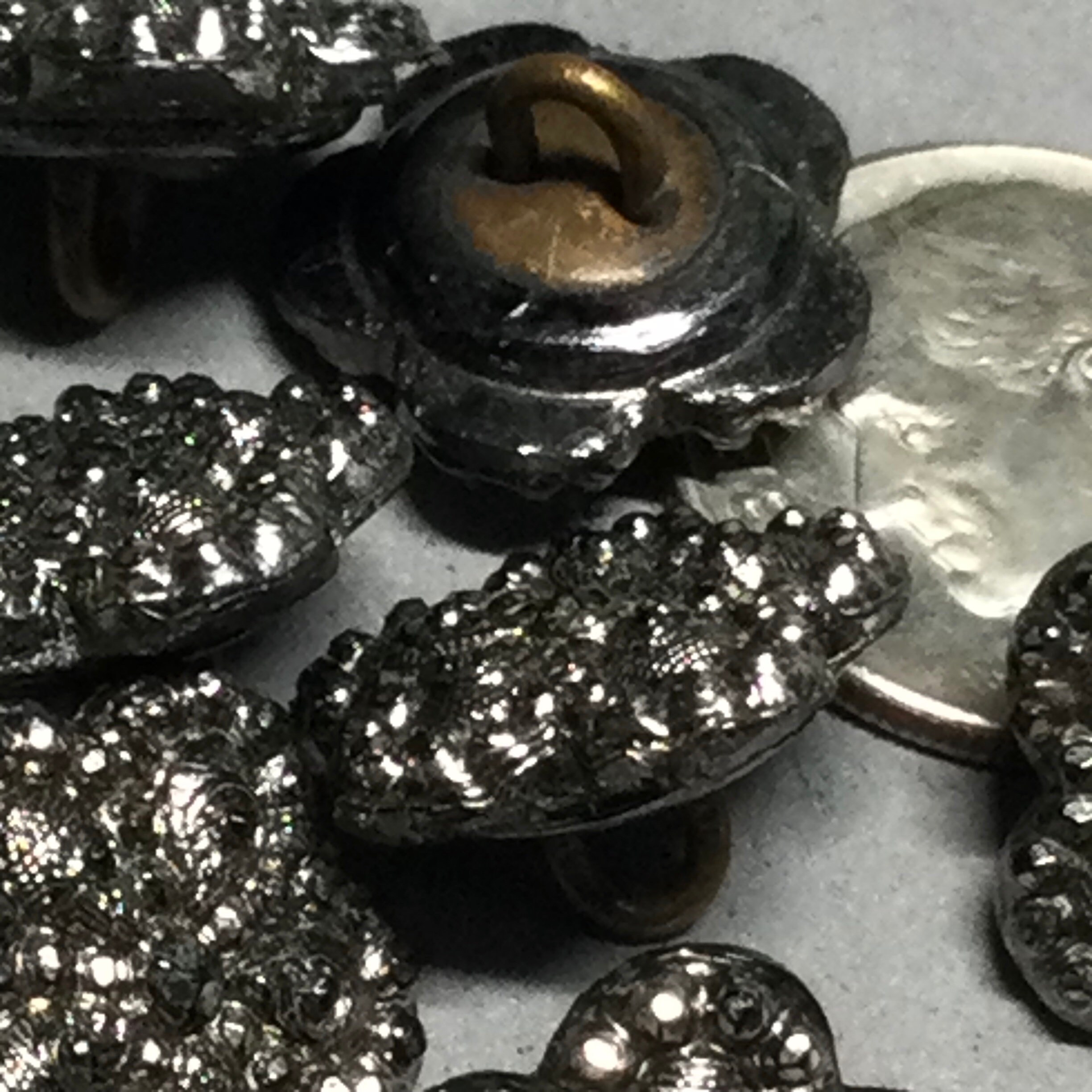 7 VICTORIAN GLASS BUTTONS With Silver Luster - Etsy