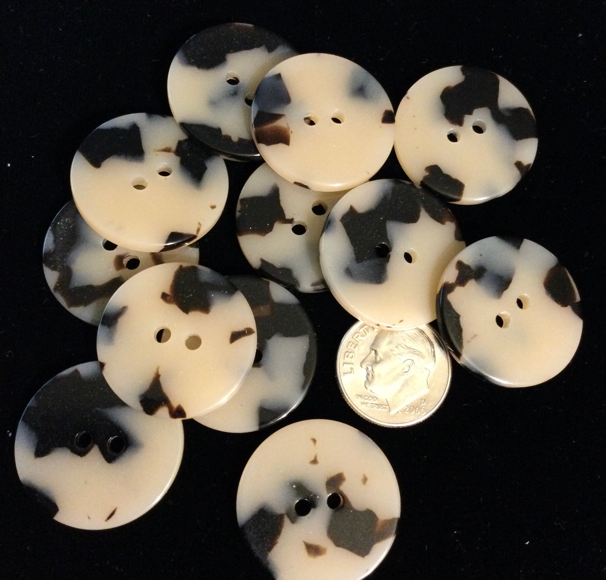 12 MOTTLED DARK BROWN and Beige Buttons, 15/16” - Etsy