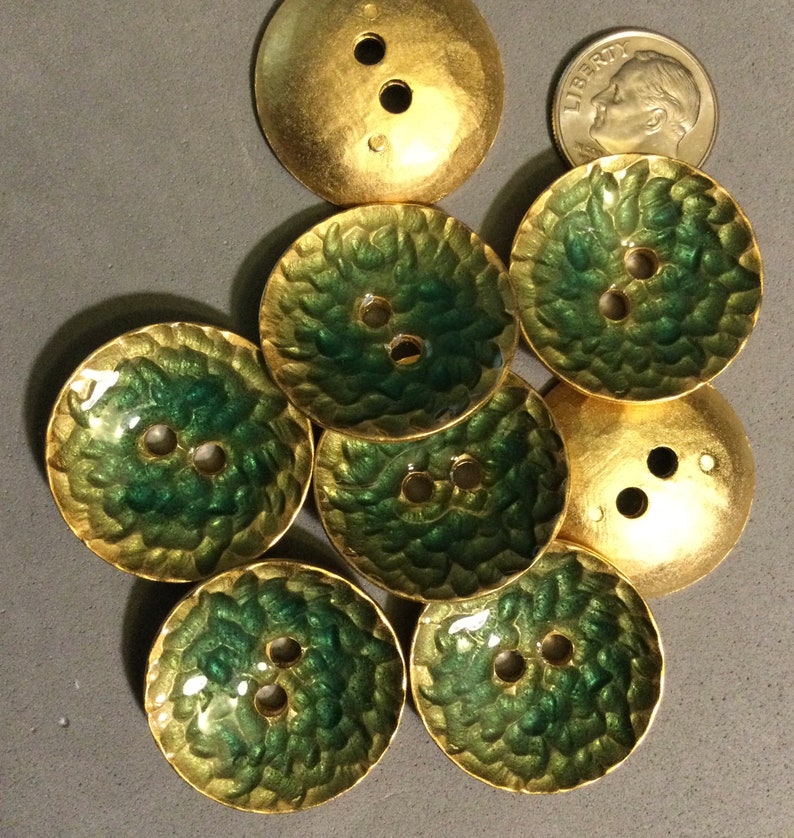 8 GREEN ENAMELED GOLD Buttons, 1” - Etsy