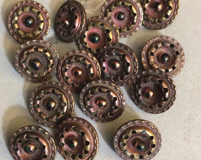 15 ANTIQUE TINTED METAL Buttons, Pigeon Eye Style - Etsy