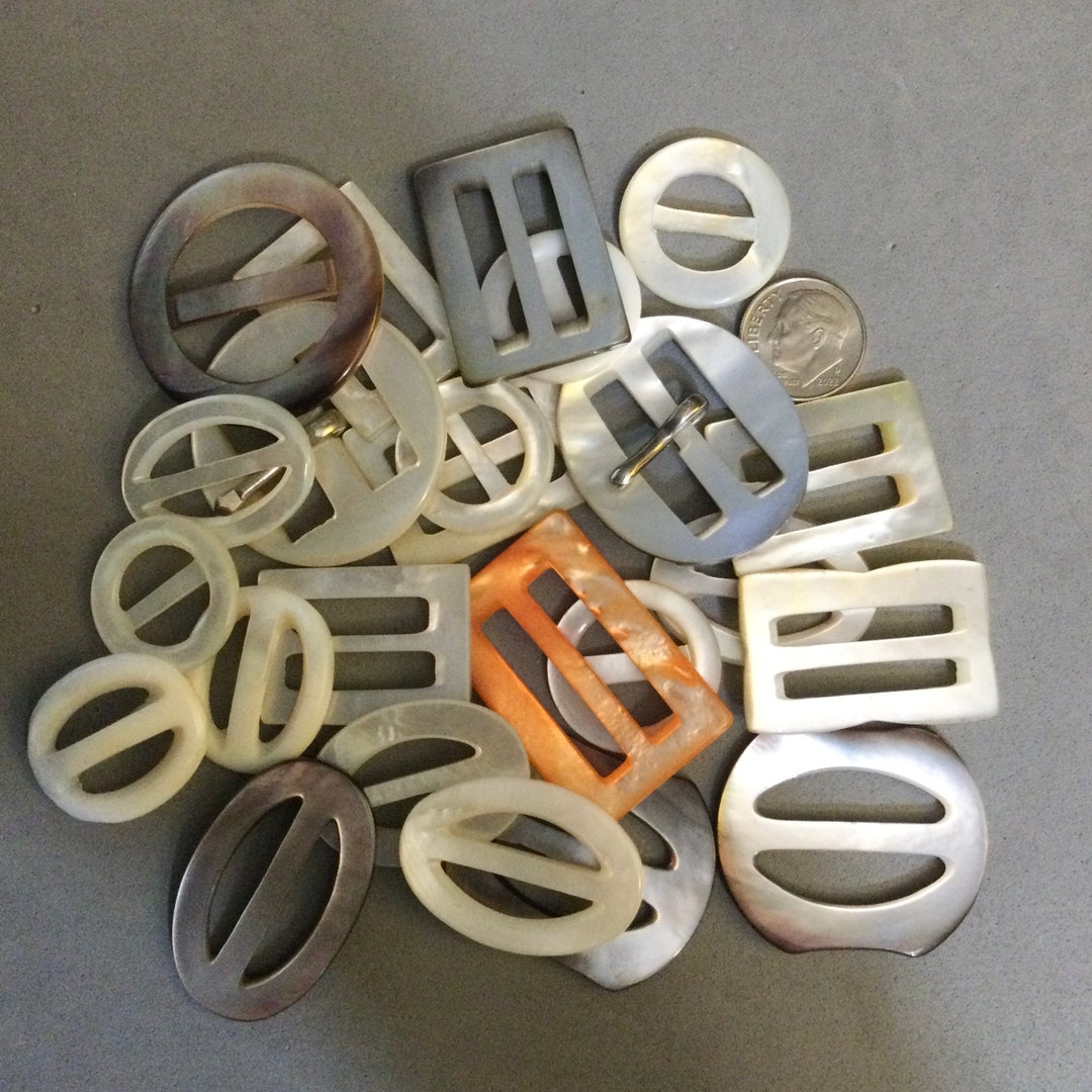 24 SHELL BUCKLES, VINTAGE, Mother of Pearl, Slide Type - Etsy