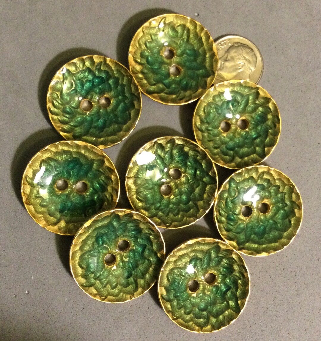 8 GREEN ENAMELED GOLD Buttons, 1” - Etsy