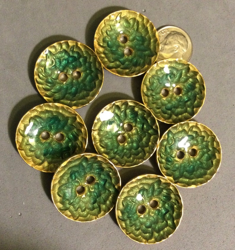 8 GREEN ENAMELED GOLD Buttons, 1” - Etsy