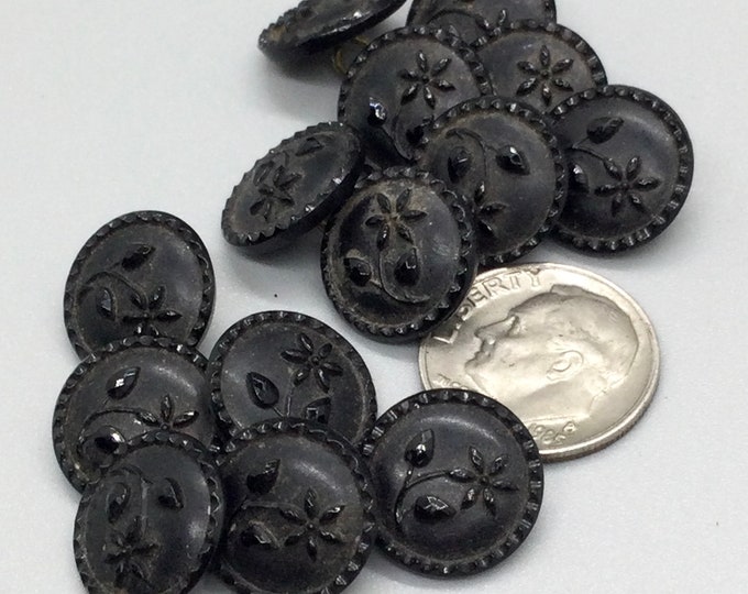 14 VICTORIAN GLASS BUTTONS With Daisy and Leaves - Etsy