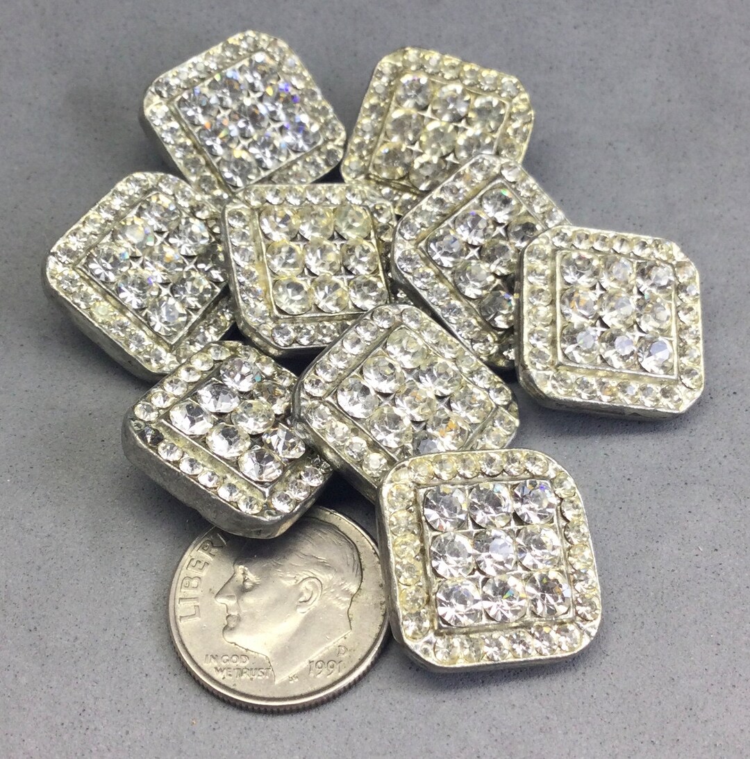 8 SQUARE RHINESTONE BUTTONS - Etsy