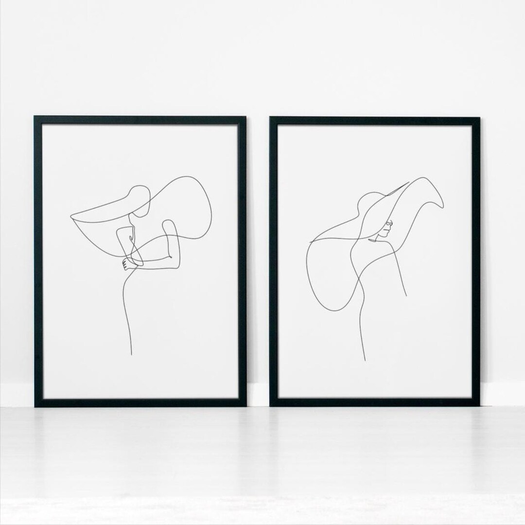 Neutral Abstract Line Art Wall Art, Minimal Modern Digital Poster ...