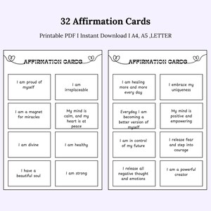 32 Affirmation Cards Printable, Affirmation Cards Digital, Vision Board ...