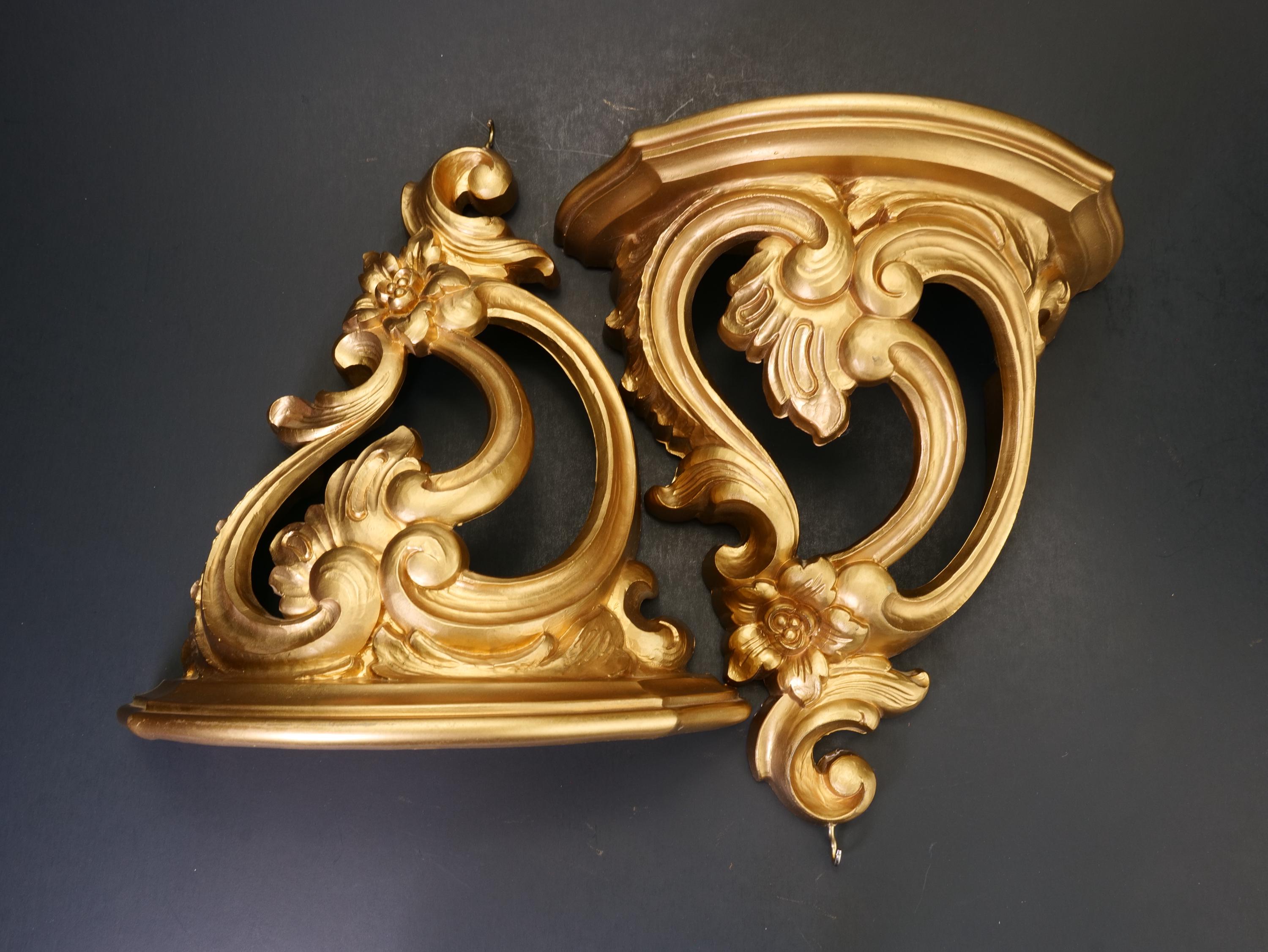 Vintage Syroco Floating Shelves Gold Ornate Wall Mount Shelf Pair ...