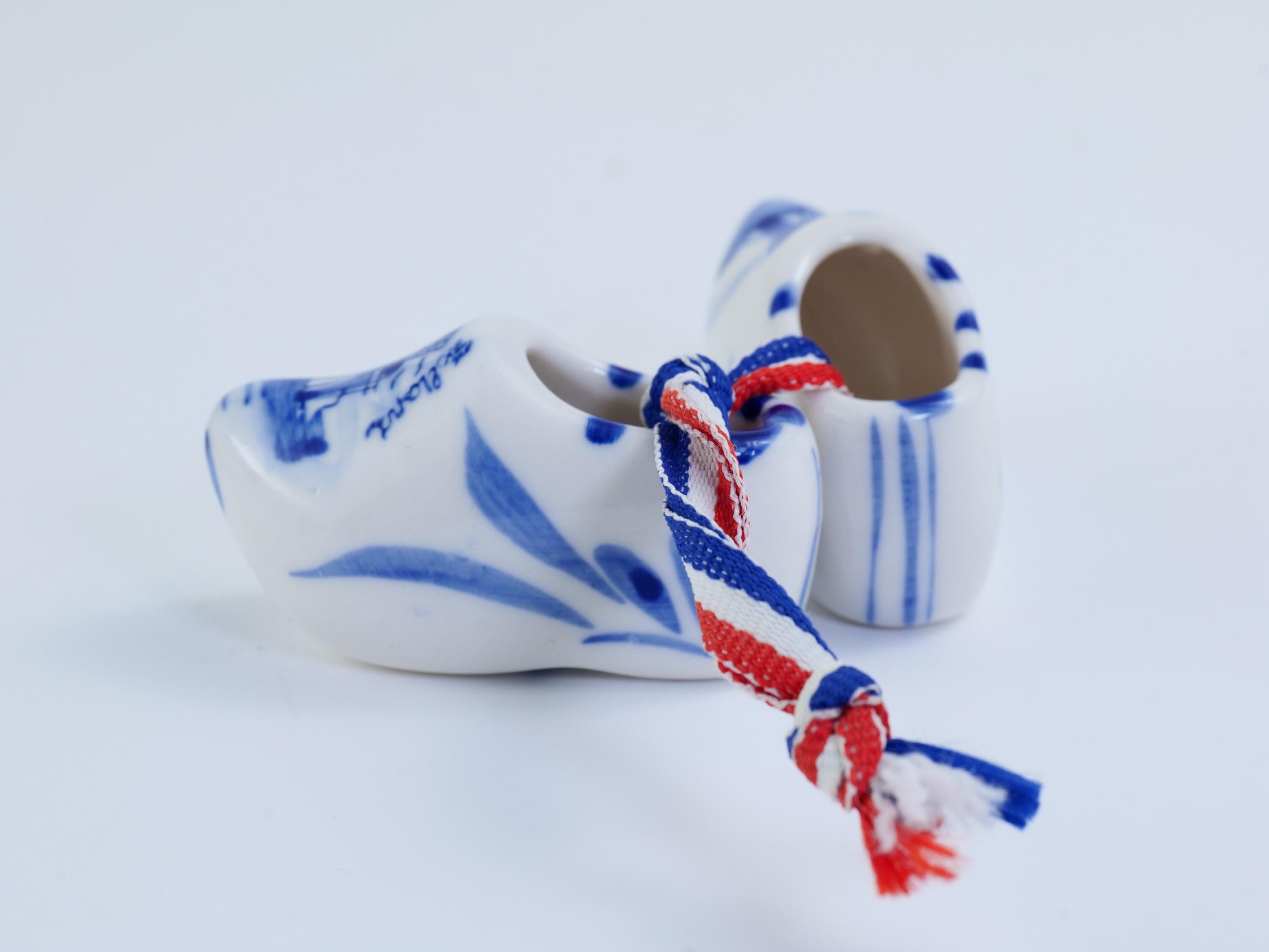 Vintage Dutch Miniature Wooden Clogs - Hand-painted Ceramic Hanging ...