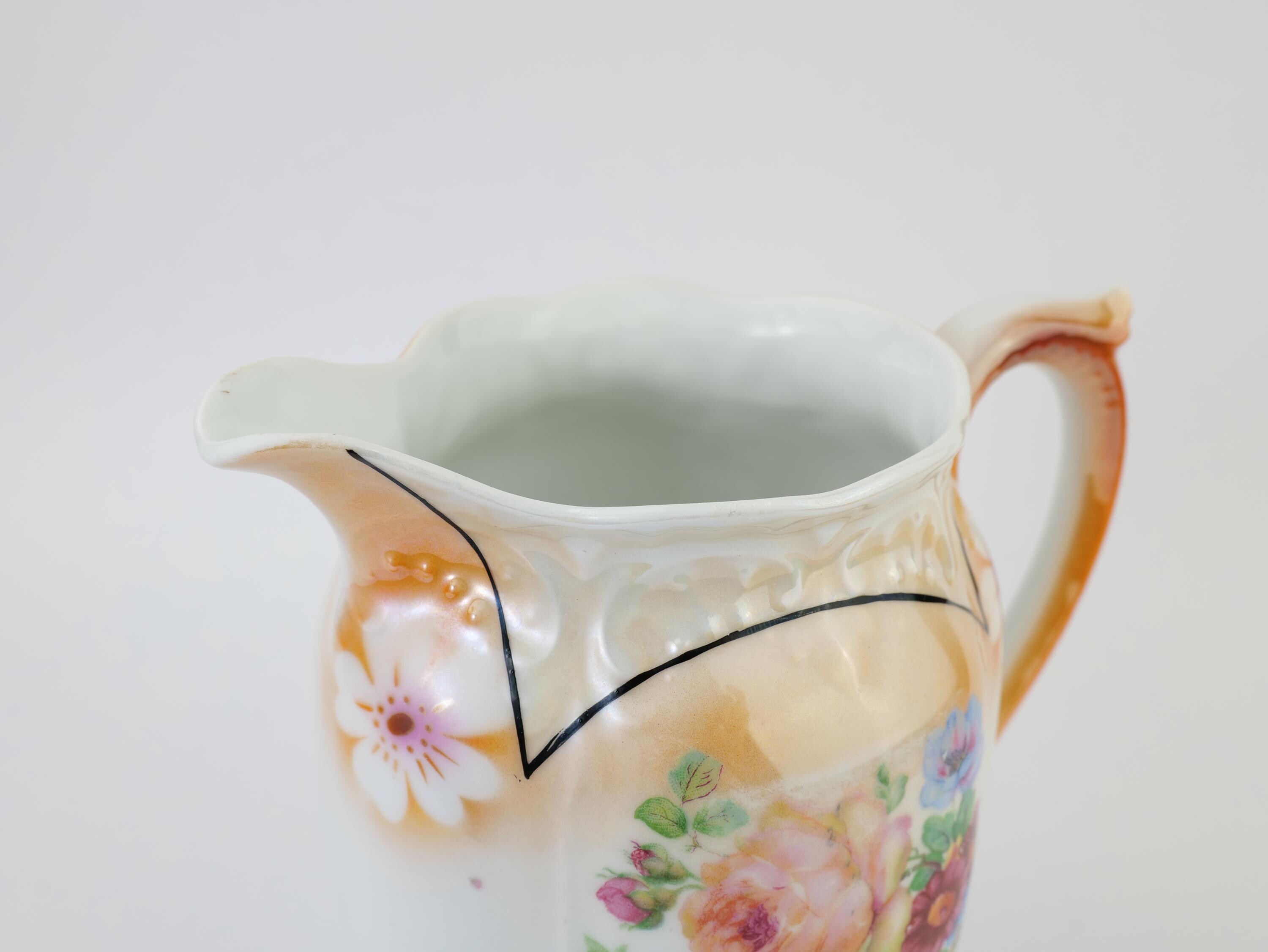 Antique Bavaria Lusterware Pitcher, Pink Rose Floral, Cottagecore Decor ...