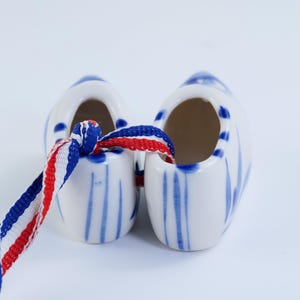 Vintage Dutch Miniature Wooden Clogs - Hand-painted Ceramic Hanging ...