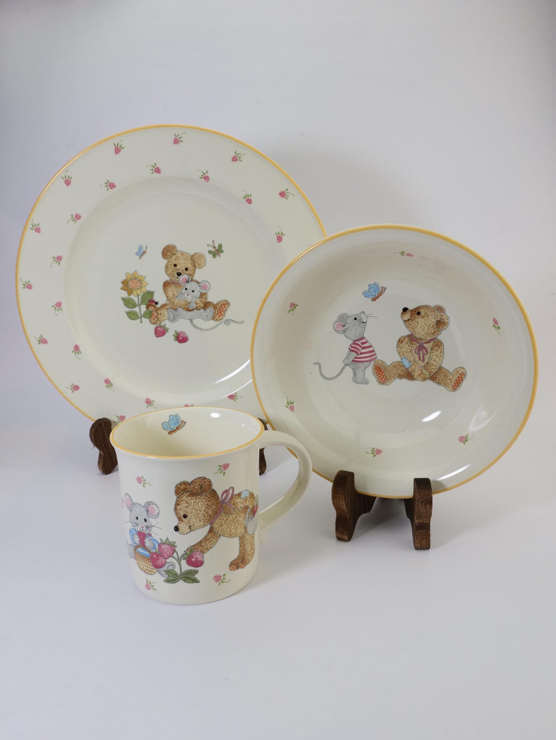 Adorable Mikasa Bear & Mouse Kids Ceramic Dish Set, Collectible Animal ...
