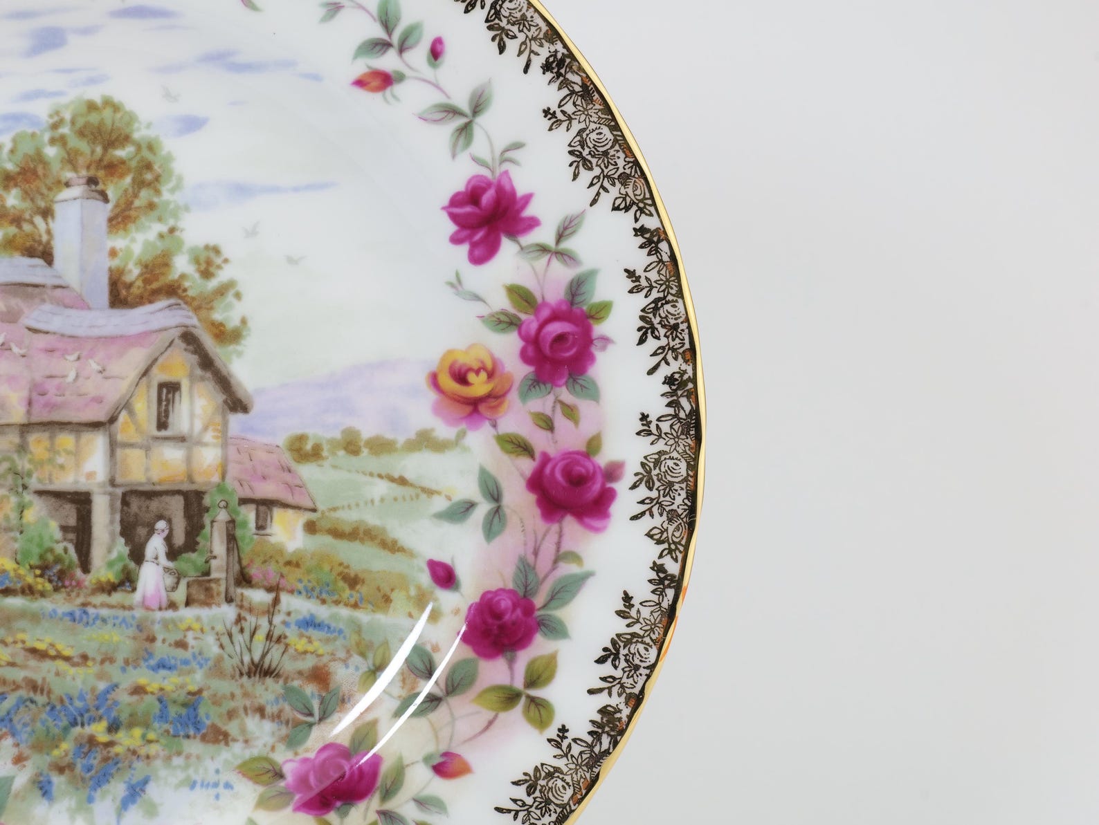 Royal Albert Four Seasons Plate Spring Cottage Scene, Bone China, F.F ...