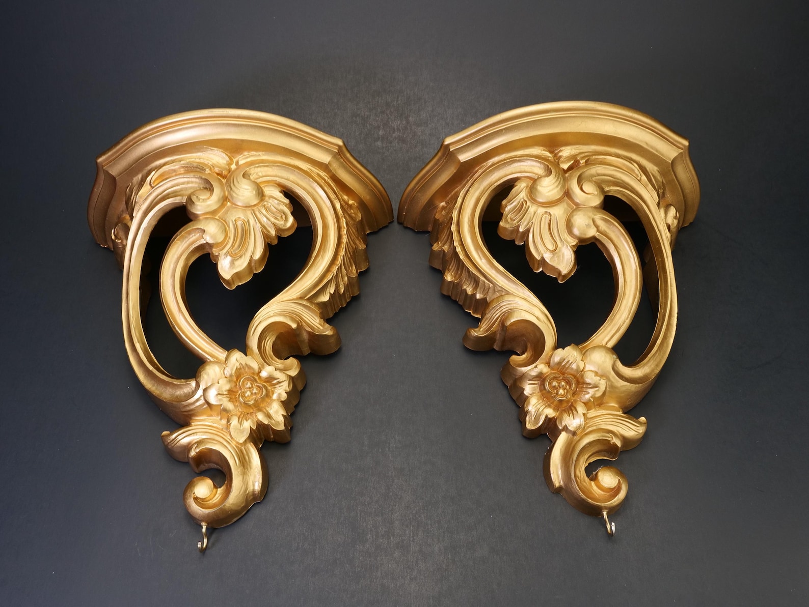 Vintage Syroco Floating Shelves Gold Ornate Wall Mount Shelf Pair ...