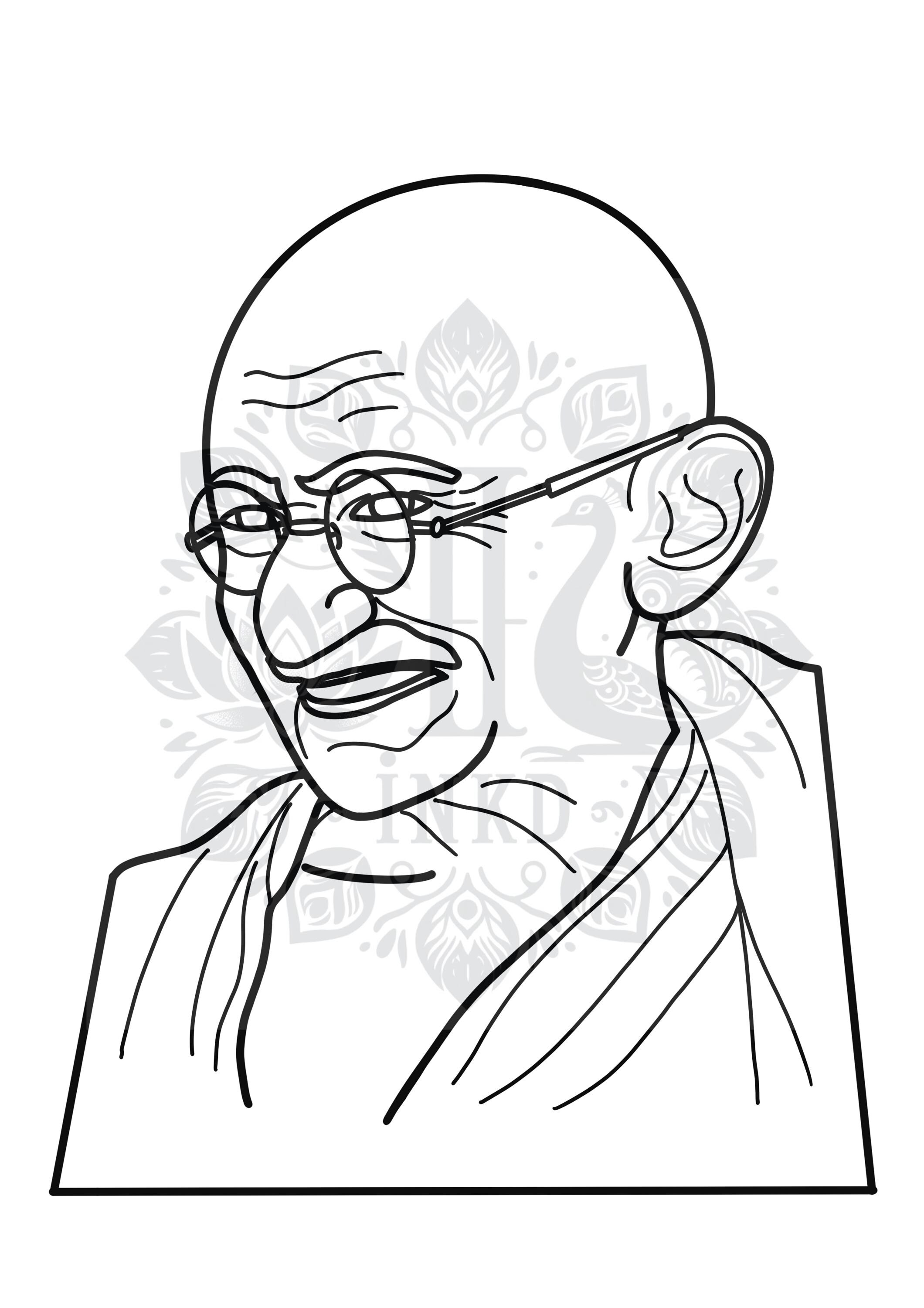 Gandhiji Coloring Page | Freedom Fighter Coloring Page | Indian ...