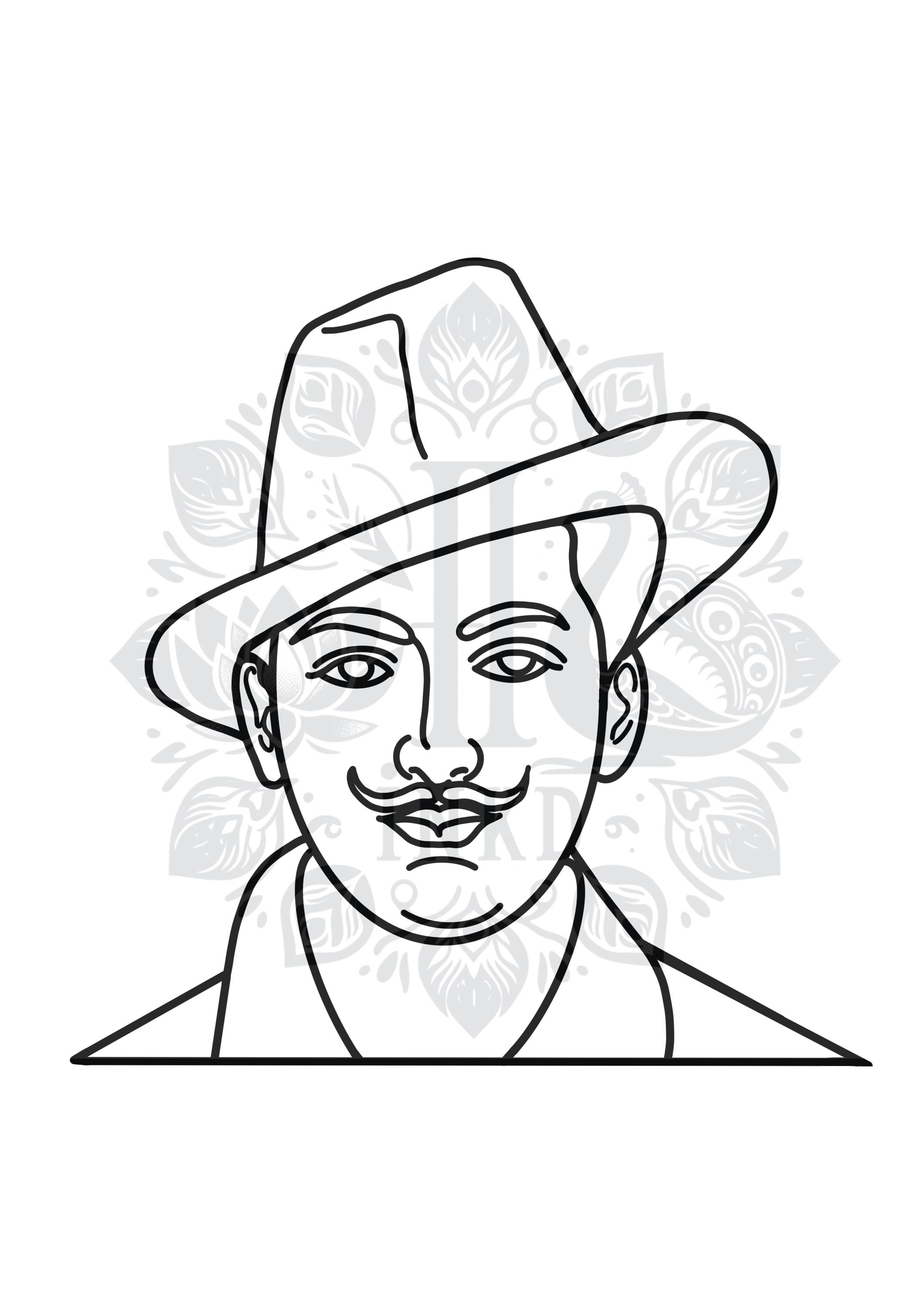 Bhagat Singh Coloring Page | Freedom Fighter Coloring Page | Indian ...