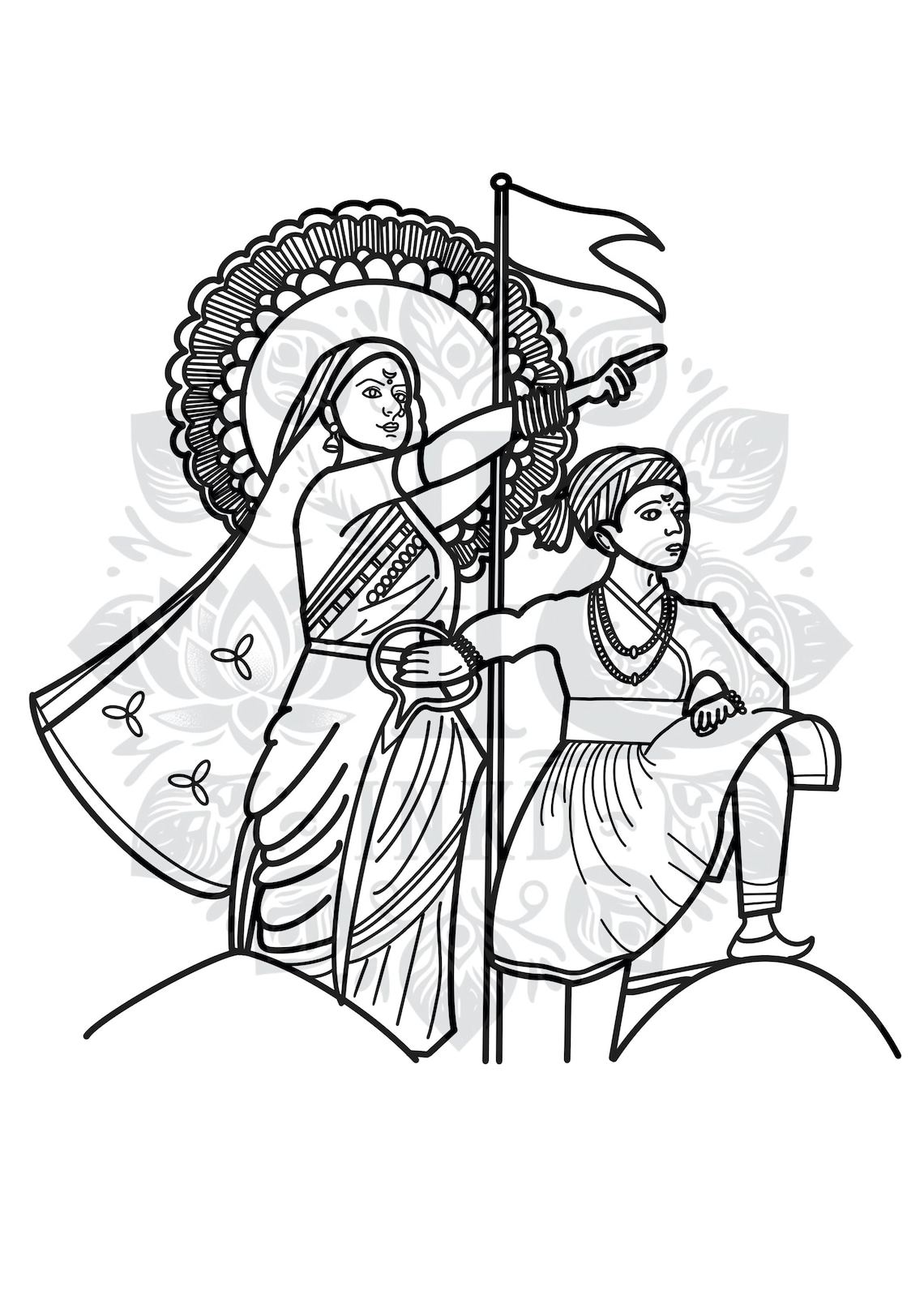 Jijabai & Shivaji Coloring Page | Freedom Fighter Coloring Page ...