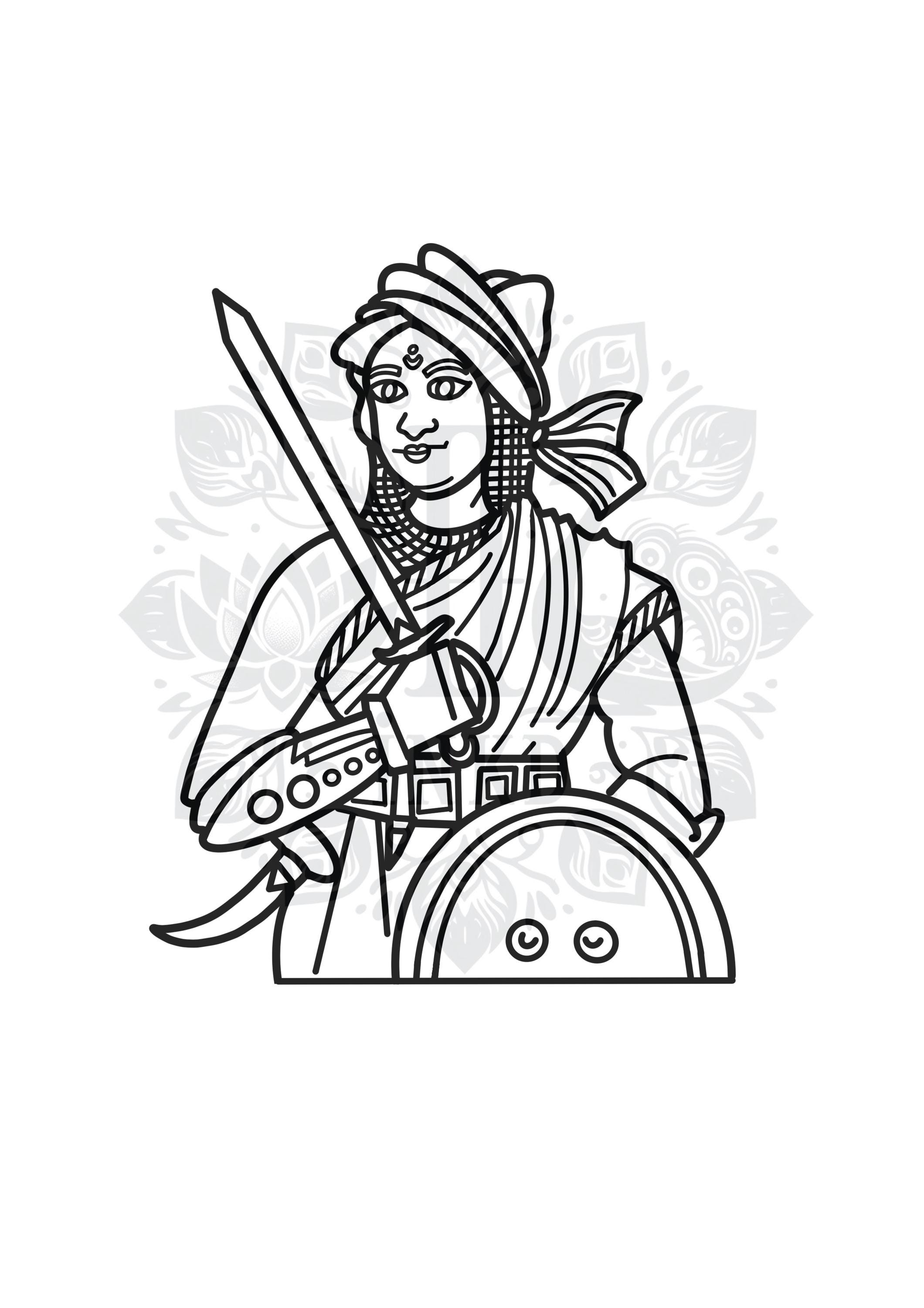 Jhansi Ki Rani Coloring Page | Freedom Fighter Coloring Page | Indian ...