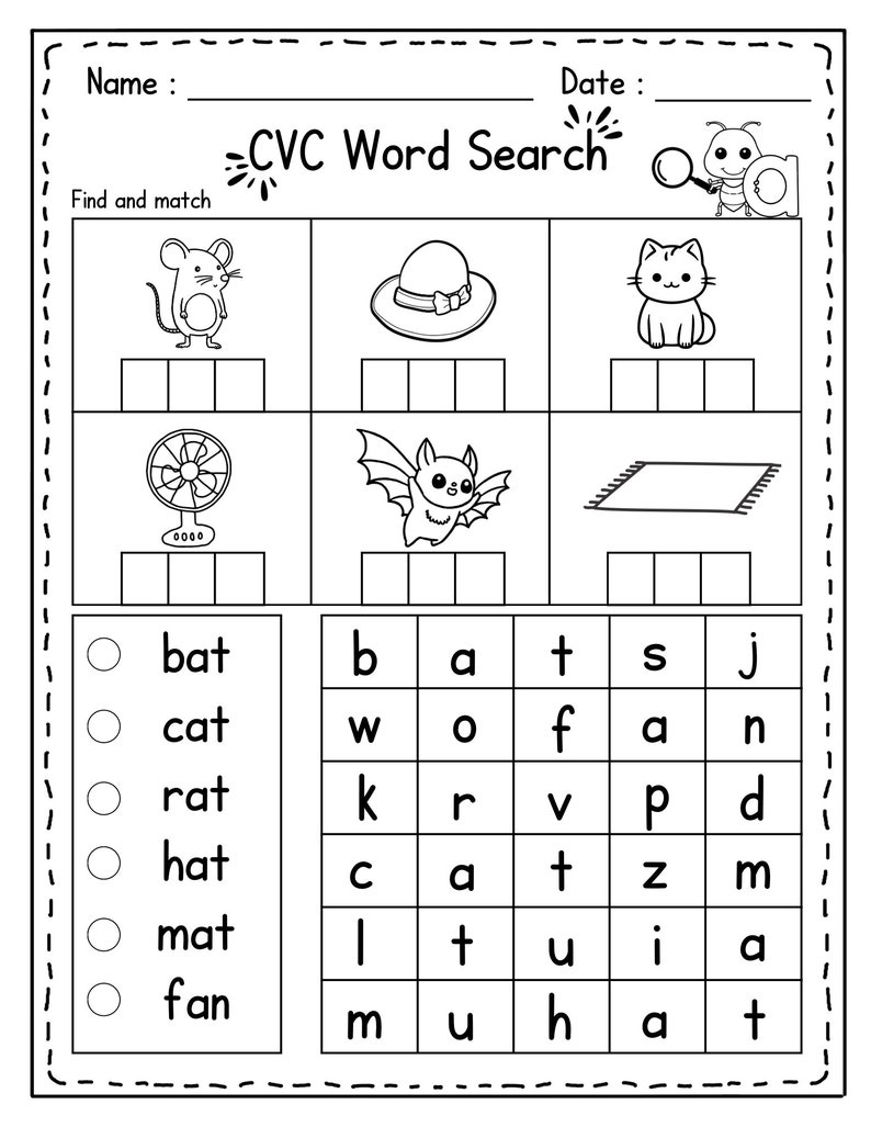 Phonics Word Search Puzzles CVC Word Searches prek,kindergarten,1st - Etsy