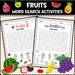Fruits Word Search Puzzle Worksheet Activity - Etsy