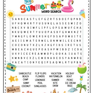 Summer Word Search End of the Year Summer Word Search Worksheet ...
