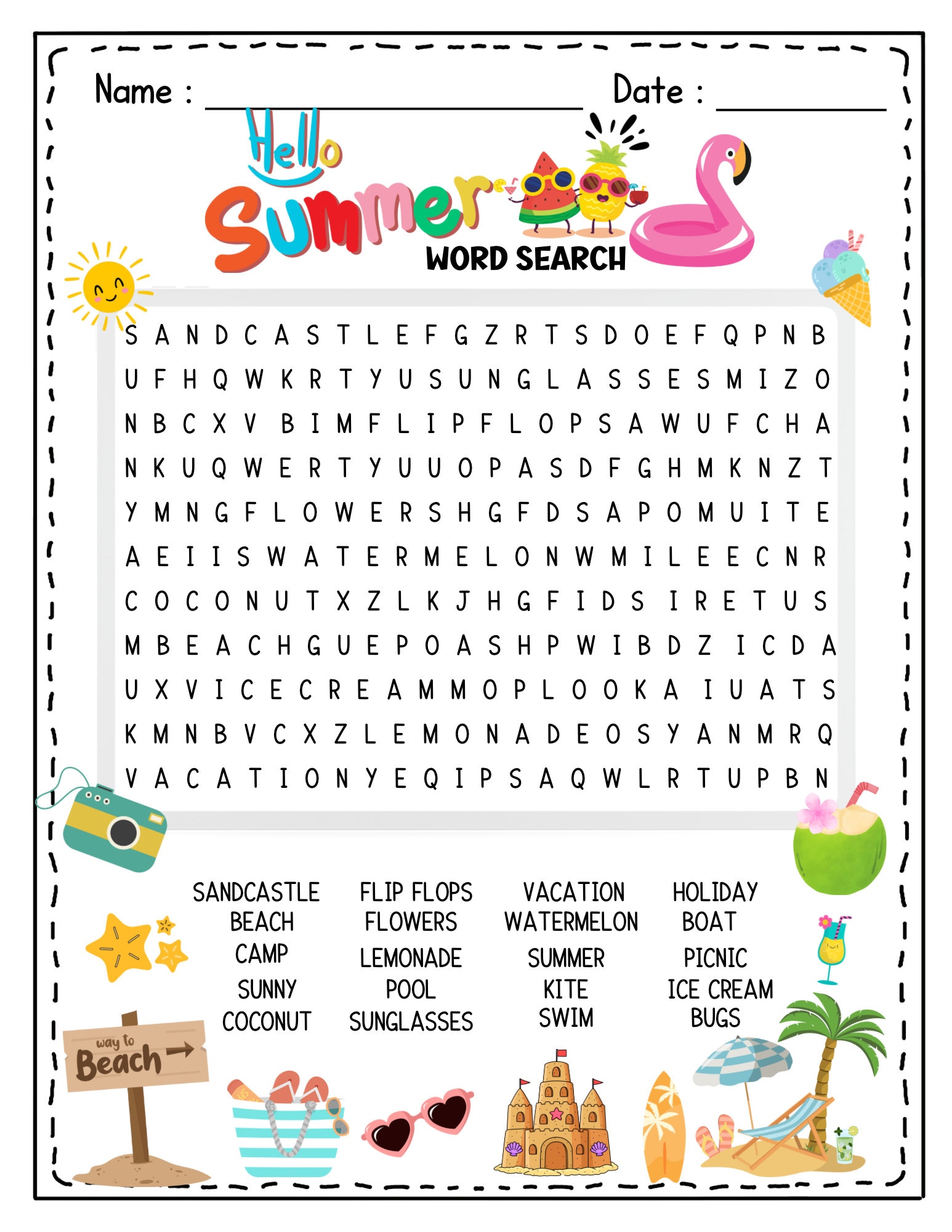 Summer Word Search End of the Year Summer Word Search Worksheet ...