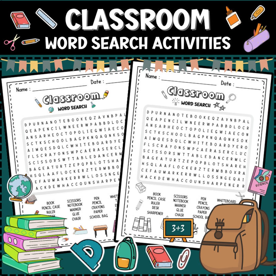 Classroom Word Search Classroom Word Search Worksheet Activity - Etsy