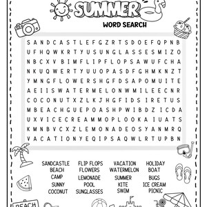 Summer Word Search End of the Year Summer Word Search Worksheet ...