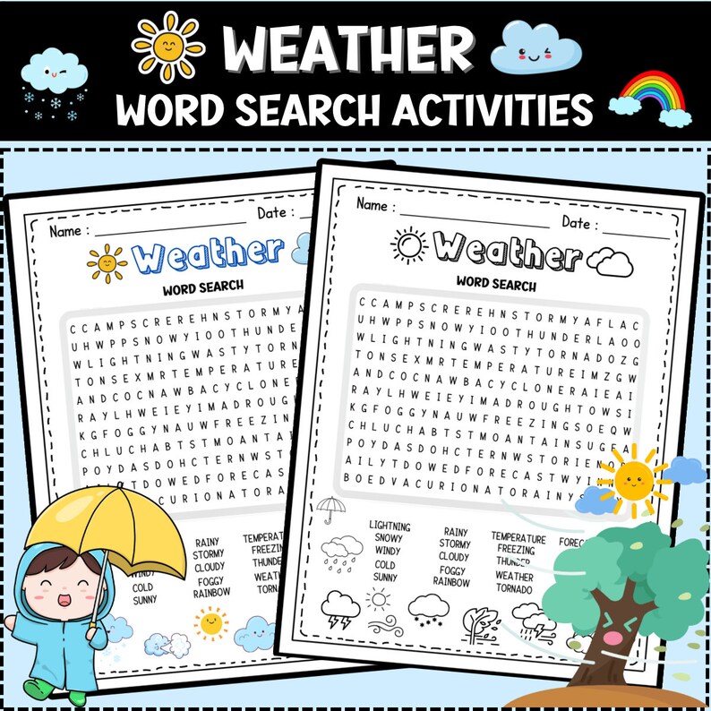 Weather Word Search End of the Year Weather Word Search Worksheet ...