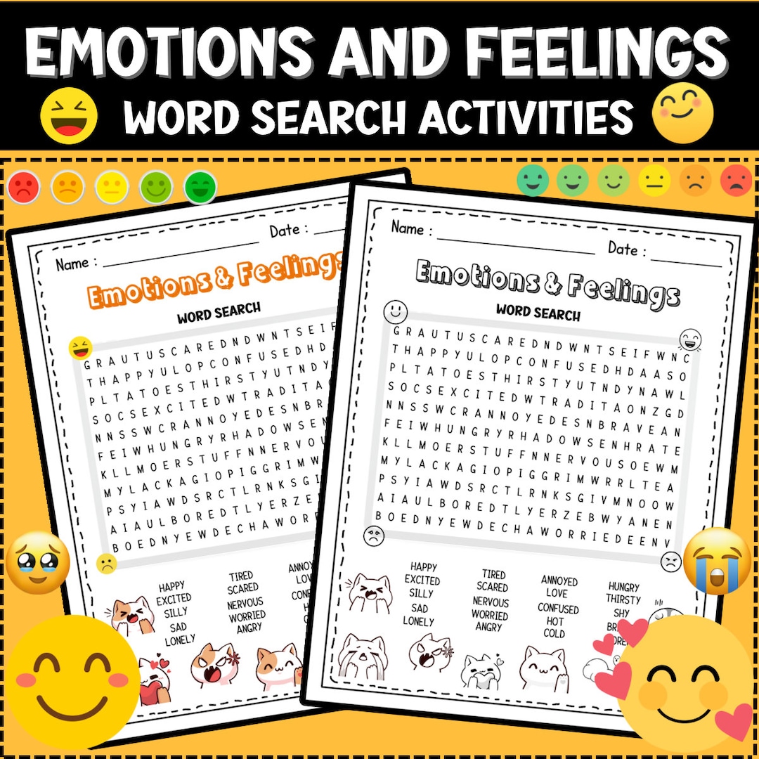 Emotions and Feeling Word Search Emoji Word Search Puzzle Worksheet ...