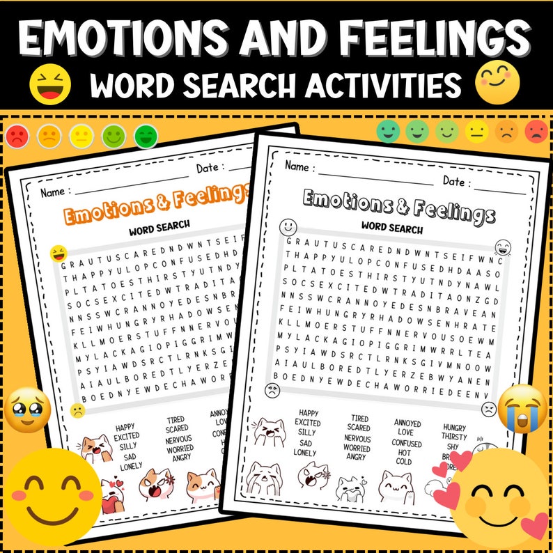Emotions and Feeling Word Search Emoji Word Search Puzzle Worksheet ...