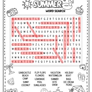 Summer Word Search End of the Year Summer Word Search Worksheet ...