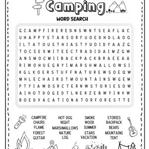 Camping Word Search End of the Year Camping Word Search Worksheet ...