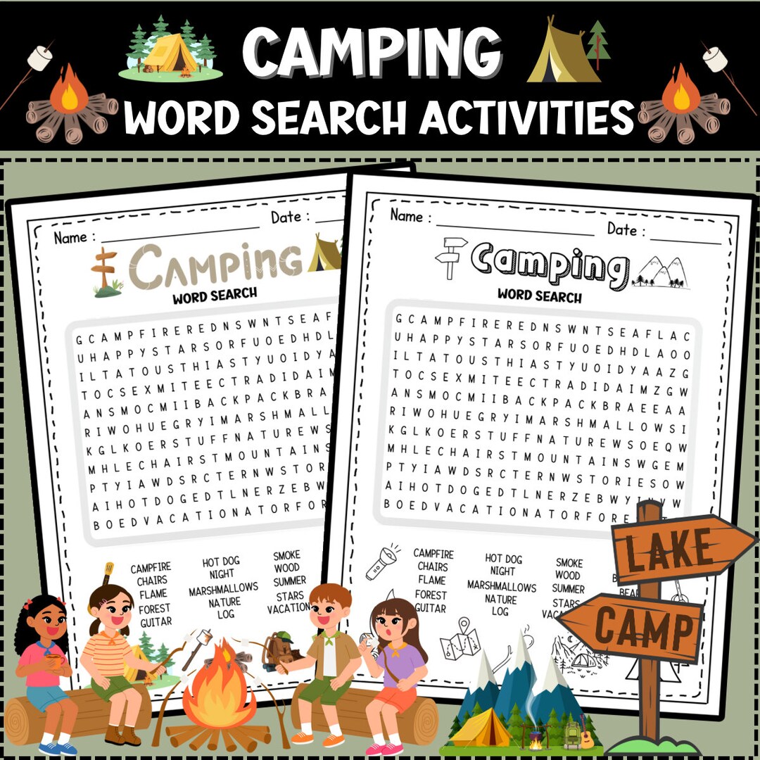 Camping Word Search End of the Year Camping Word Search Worksheet ...