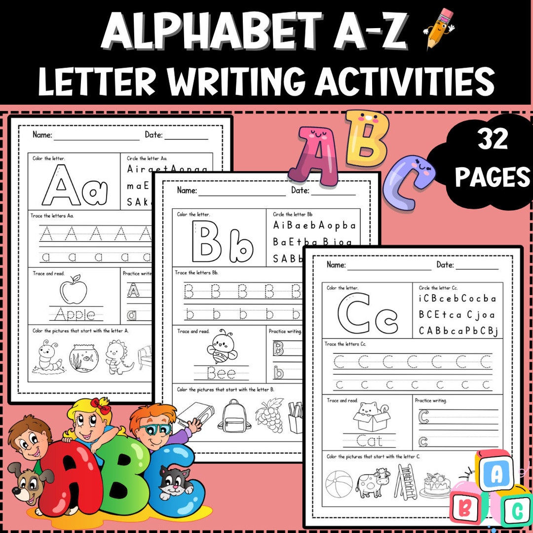 Alphabet Letter Worksheets A-Z Letter Recognition, Tracing Kindergarten ...