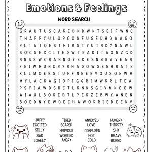 Emotions and Feeling Word Search Emoji Word Search Puzzle Worksheet ...