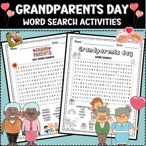 Grandparents Day Word Search End of the Year Word Search Worksheet ...