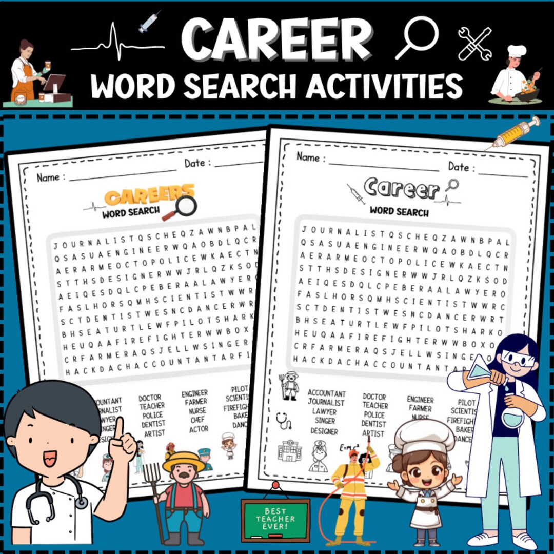 Career Word Search End of the Year Career Word Search Worksheet ...
