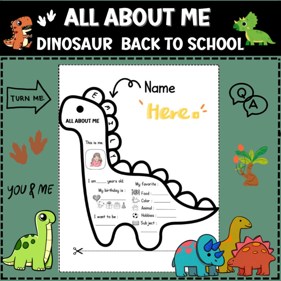 All About Me Dinosaur Theme Back to School All About Me Activity - Etsy