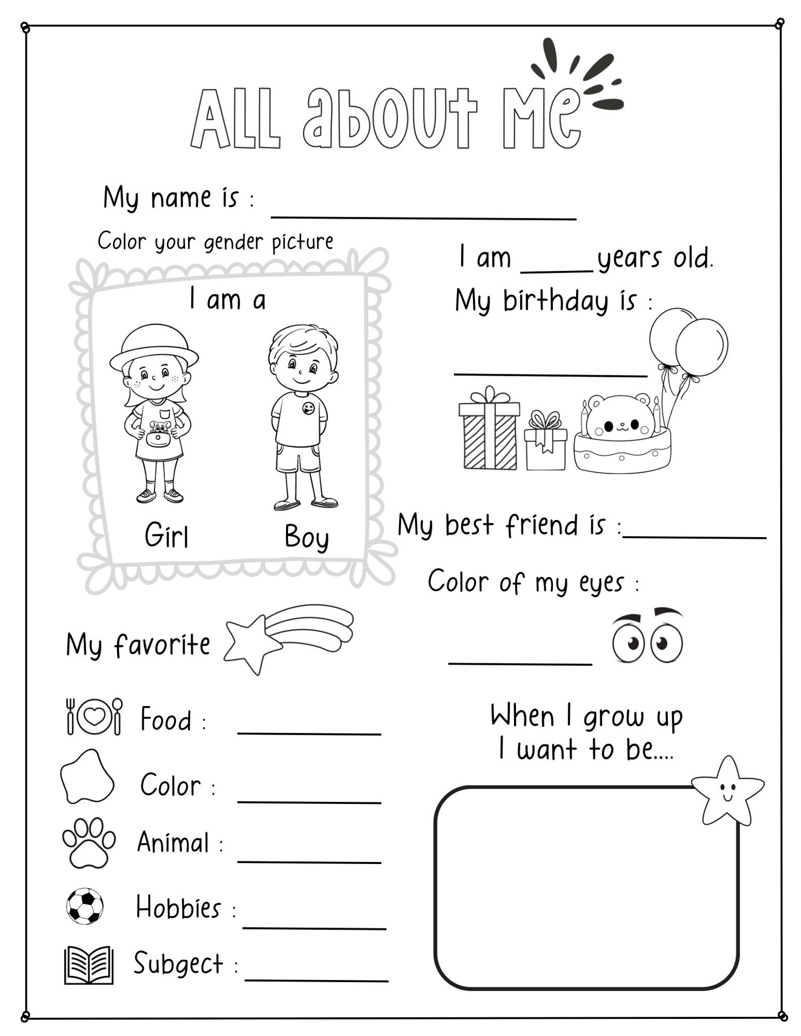 All About Me Worksheet, Get to Know Your Student Back to School ...
