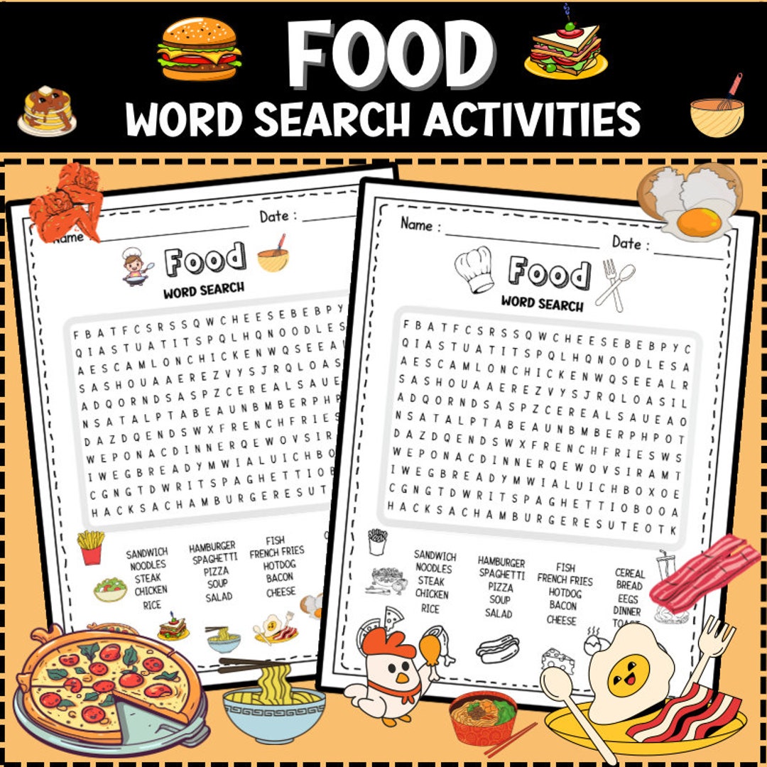 Food Word Search Food Word Search Worksheet Activity - Etsy